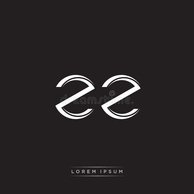 ZZ Initial Letter Split Lowercase Logo Modern Monogram Template Isolated on Black White Stock ...