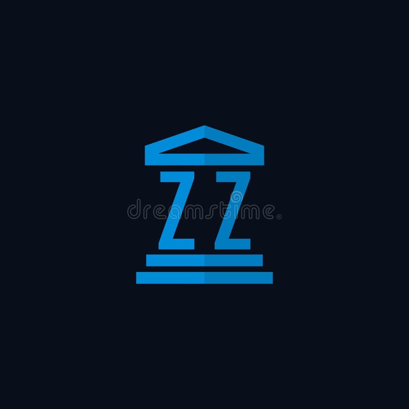 ZZ Initial Logo Monogram with Simple Courthouse Building Icon Design ...