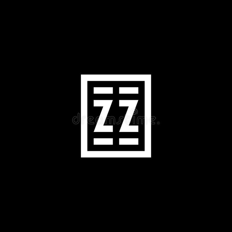 ZZ Initial Logo with Square Rectangular Shape Style Stock Vector ...