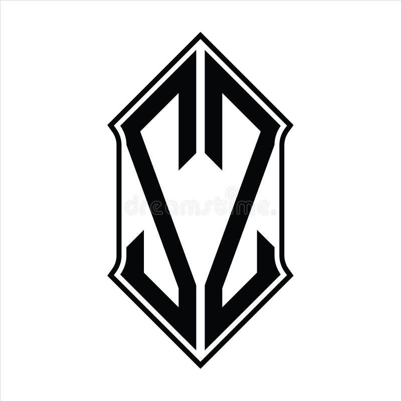 ZZ Logo Monogram with Shieldshape and Outline Design Template Vector ...