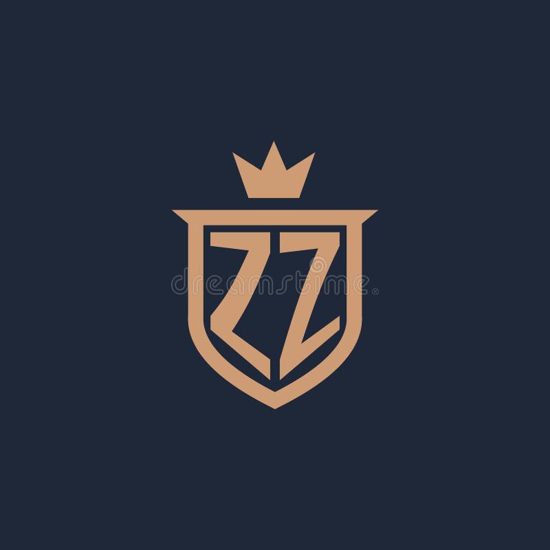ZZ Monogram Initial Logo with Shield and Crown Style Stock Vector ...