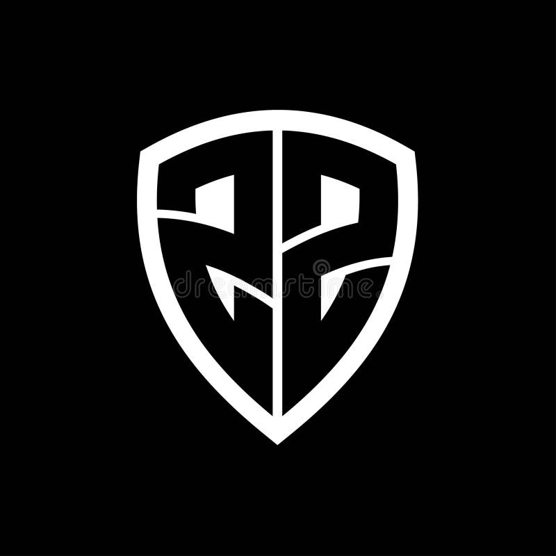 ZZ Monogram Logo with Bold Letters Shield Shape with Black and White ...