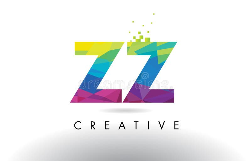 ZZ Z Colorful Letter Origami Triangles Design Vector. Stock Vector ...