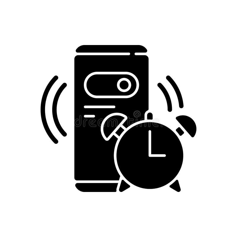ícone Glifo Do Modo Escuro Do Aplicativo Do Despertador Ilustração Do
