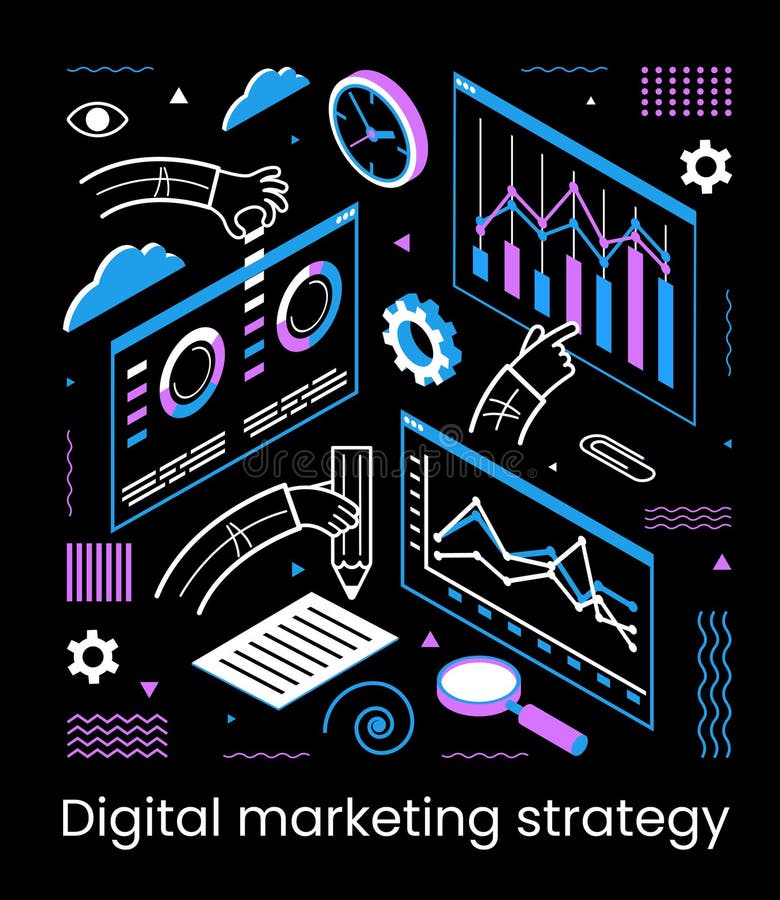 Ð Team Build a Chart and Graphs. Concept of the Idea of Marketing Digital Strategy Stock ...