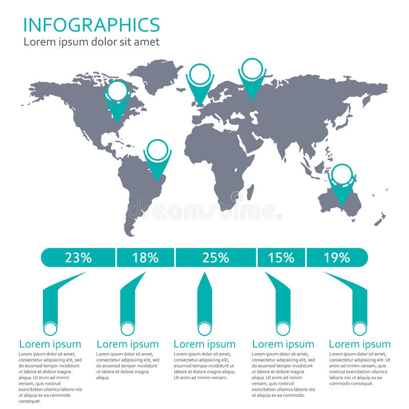 Infographics Template with World Map. Information and Infographic Design Elements Stock Vector ...