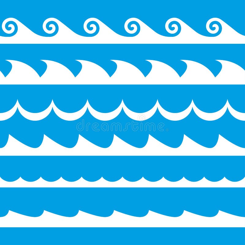 Wave Set. Waves Seamless Pattern. Decoration Template of Sea and Ocean ... Wave Set. Waves Seamless Pattern. Decoration Template of Sea and Ocean ...