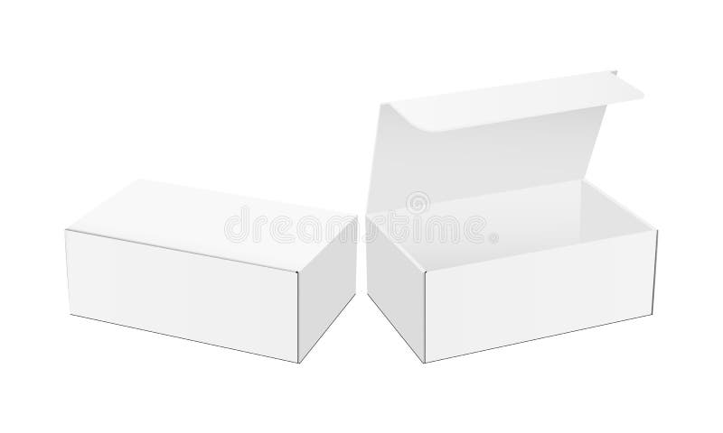 Two Packaging Boxes Mockups, Open and Closed, Side View Stock Vector - Illustration of carton ...