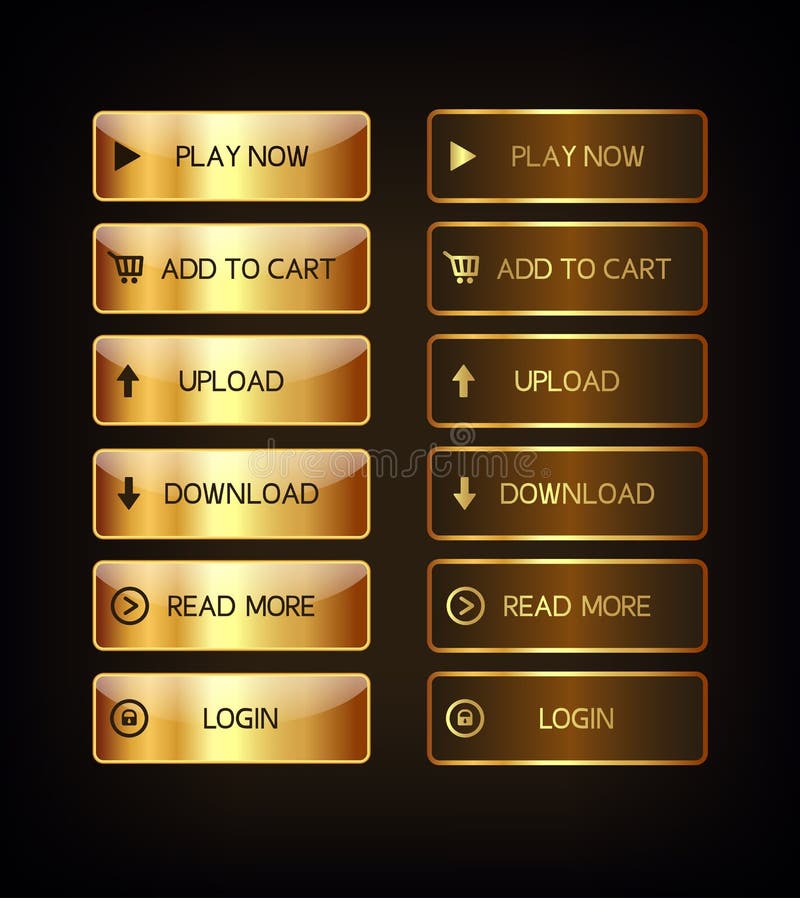 Gold Buttons for Website. Luxury Buttons for Web Design Stock Vector - Illustration of unique ...