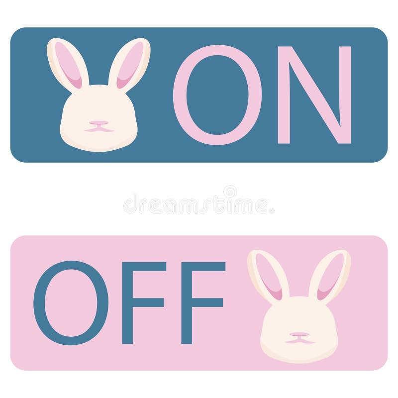 Colored Button Icon with on and Off Buttons with Easter Bunny Design Stock Vector - Illustration ...