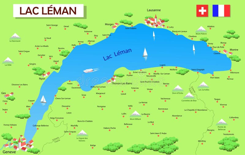 Map of Lake Leman stock illustration. Illustration of leman - 221391053