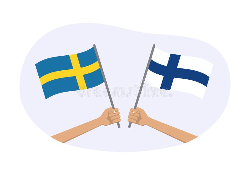 Finland And Sweden Flags Swedish And Finnish National Symbols Hand