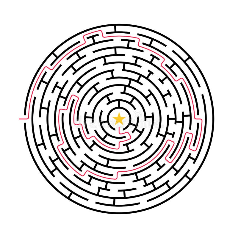 Labyrinth Game. Circle Maze Puzzle. Find the Right Way, Path or ... Labyrinth Game. Circle Maze Puzzle. Find the Right Way, Path or ...