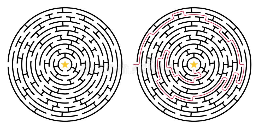 Labyrinth Game. Circle Maze Puzzle. Find the Right Way, Path or ...
