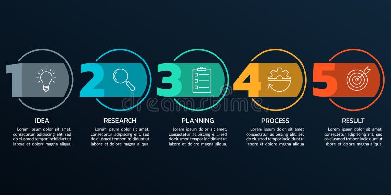 Modern Process Flow Diagram Layout Template - Blue Version Stock Vector - Illustration of ...