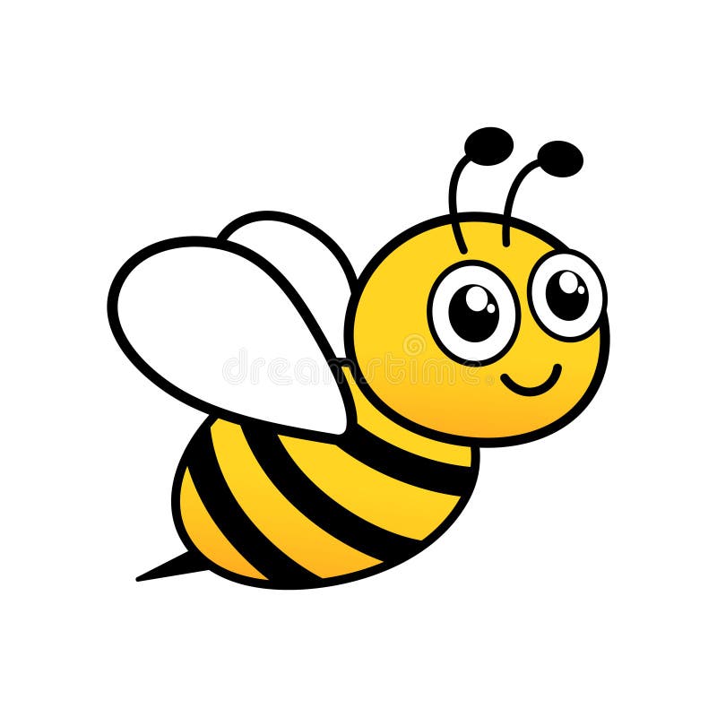Cute Friendly Bee. Cartoon Happy Flying Bee with Big Kind Eyes Stock Illustration - Illustration ...