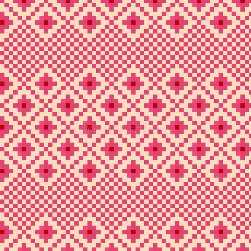 Graphic Geometric Red Pixel Pattern with Ukrainian Folk Motifs. Great Ethnic Element for Your ...