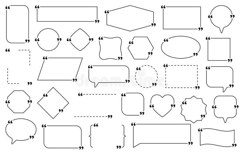 Quote Box Frame Set. Blank Quote Boxes for Text. Quotation Bubble Frame Template Stock Vector ...