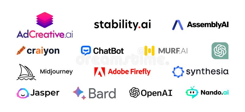 Artificial Intelligence Tools Logo Set. Most Popular AI Programs Logo ... Artificial Intelligence Tools Logo Set. Most Popular AI Programs Logo ...
