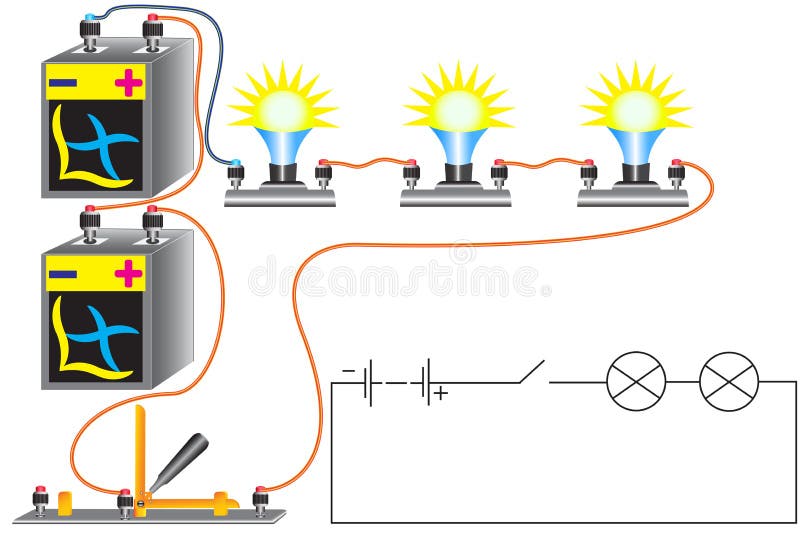 Electric Current Concept Example Vector Illustration, Electrical Circuit Diagram. Free Electrons ...