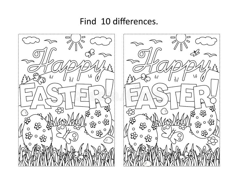 Easter Find the Differences Picture Puzzle Stock Vector - Illustration of leisure, bunny: 67686182