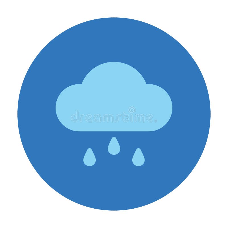 Basic Weather Icon of Cloud and Rain on Blue Circle. Can Be Used for Web, Apps, Stickers. Stock ...
