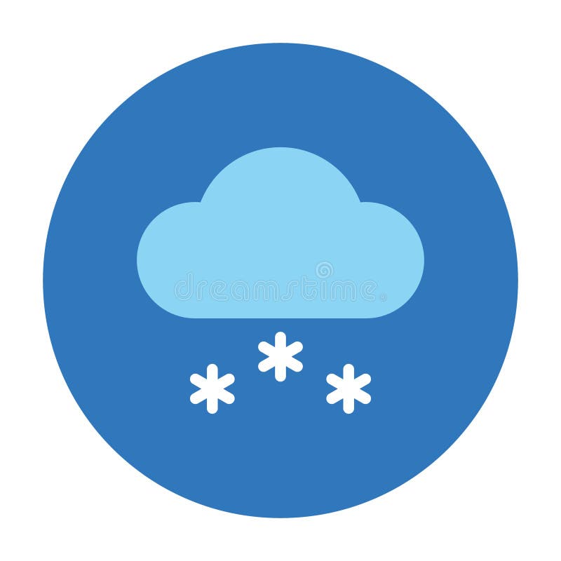 Basic Weather Icon of Cloud and Snow on Blue Circle. Flat Clipart Stock Vector - Illustration of ...