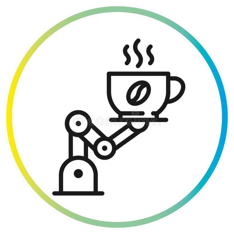 Coffee Robot Icon, Automation of Hot Drinks Preparation, Coffee Machine, Thin Line Symbol Stock ...