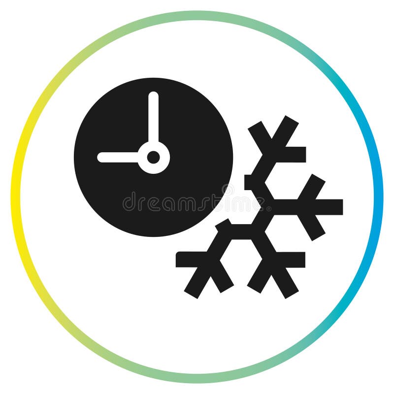 Cooling Time Icon, Fast Freezing, Snowflake with Clock, Flat Symbol Stock Vector - Illustration ...