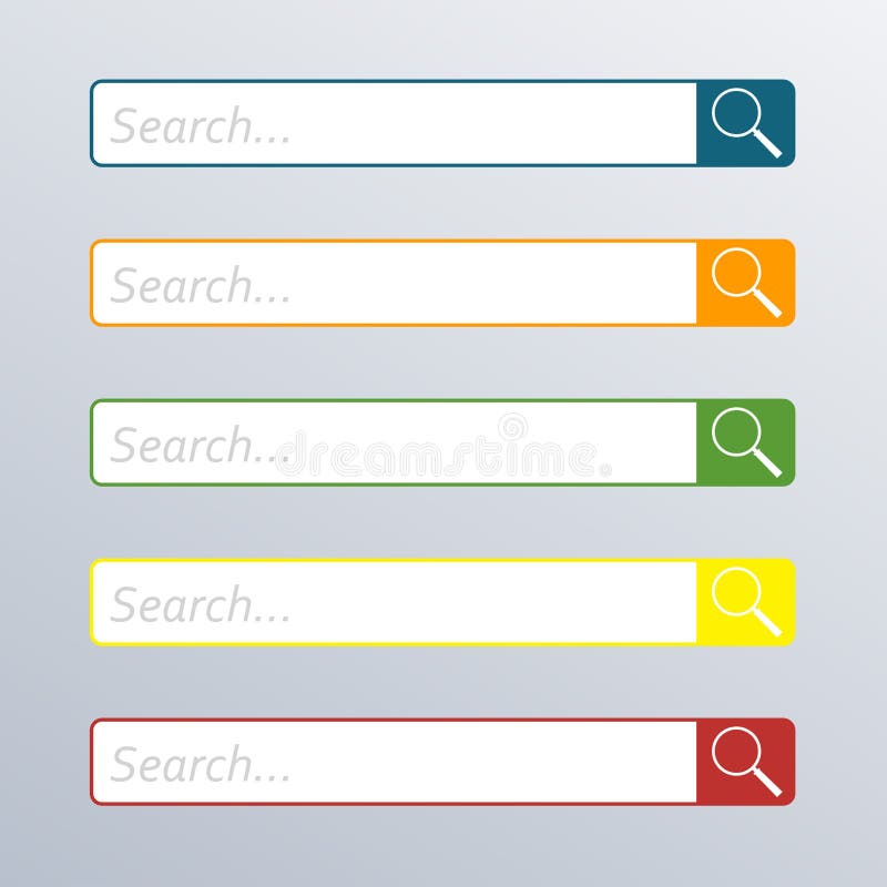 Search Bar Set in Flat Style. Web Browser Button Template. Vector Illustration. Stock Vector ...