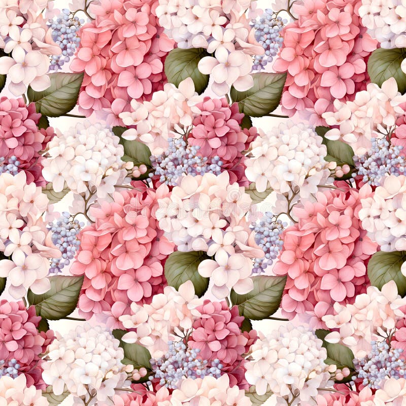 Seamless Pattern with Hydrangea Flowers Floral Background Stock Illustration - Illustration of ...