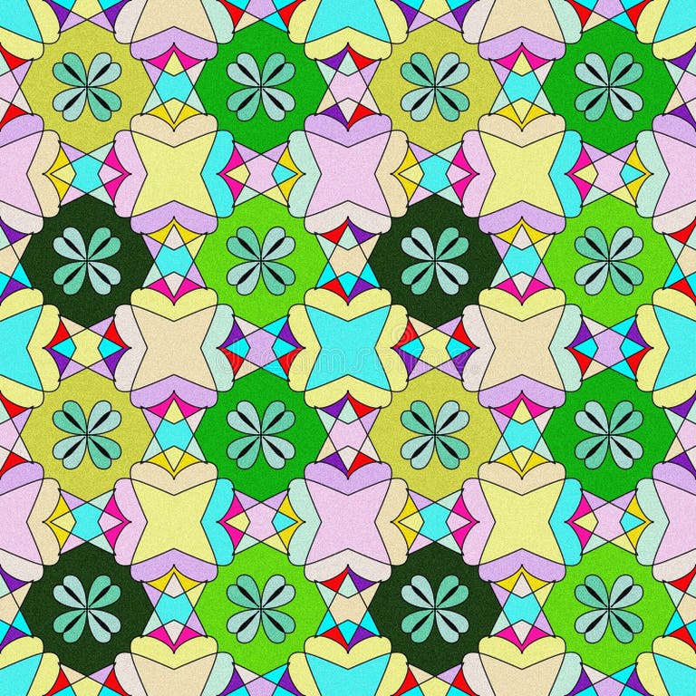 Seamless Geometric Flowers Pattern - Modern Abstract Design for Digital Stock Illustration ...