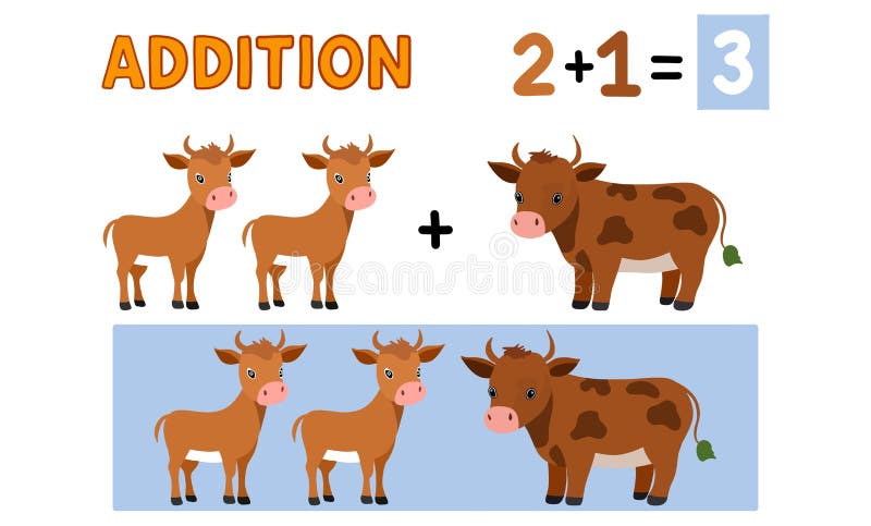 Teaching Basic Addition To Young Children, Basic Addition, Equation 2 + 1 3 Stock Illustration ...