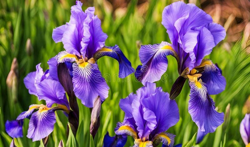Blue and Purple Iris Blooms, Symbolizing Wisdom and Faith, AI Generated ...