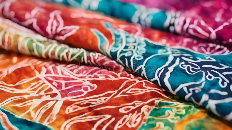 Vibrant Batik Fabric, Distinctive of Southeast Asian Culture, AI Generated Stock Illustration ...