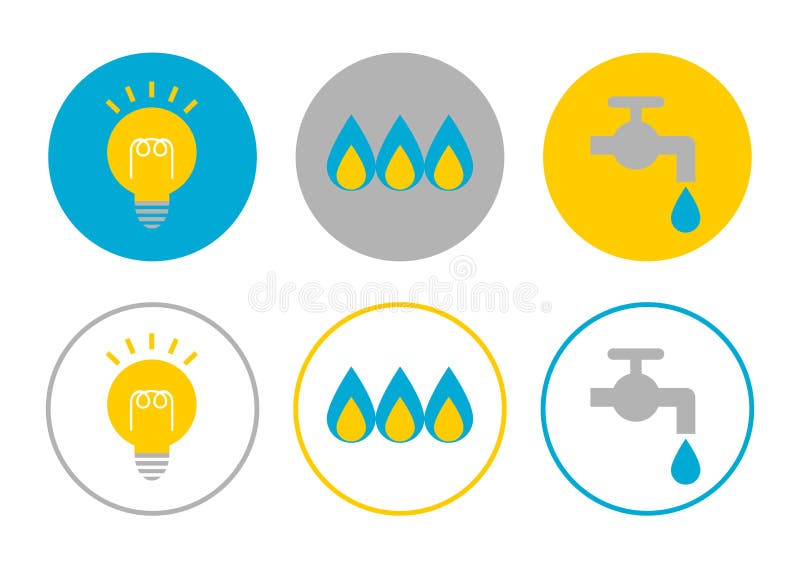Utilities Icons Set. Water, Gas and Electricity. Various Kinds of Sets ...
