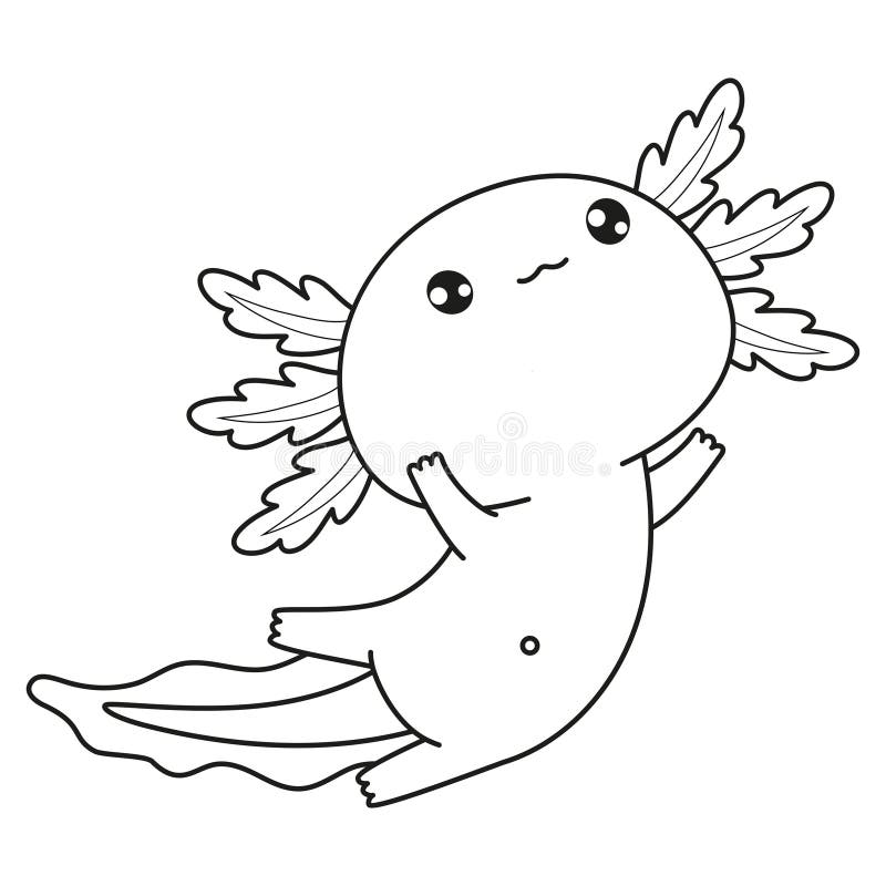 勾勒出可爱的axolo. 小卡通人物. 线画着色图. 矢量插图. 小孩 向量例证 - 插画 包括有 愉快, 吉祥人: 350229603