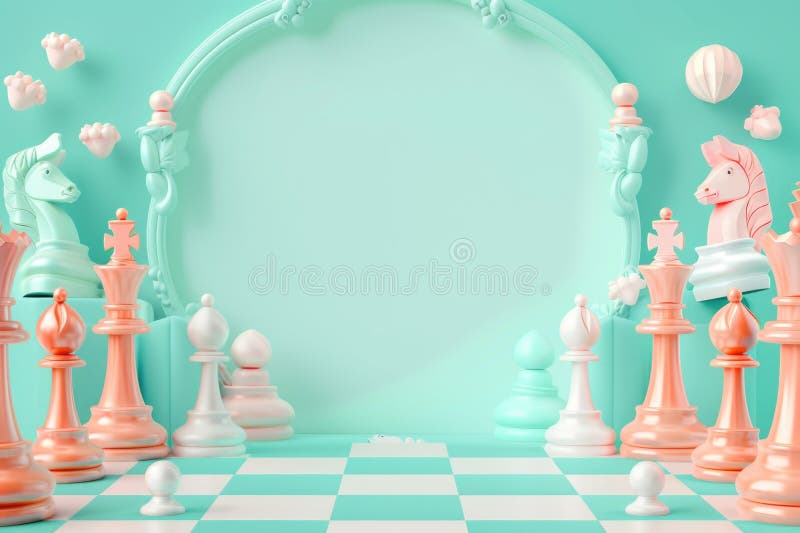 色彩柔和的3d卡通象棋背景，设计打印卡海报 库存例证. 插画 包括有 骑士, 动画片, 淡色, 部分, 蓝色 - 326242211
