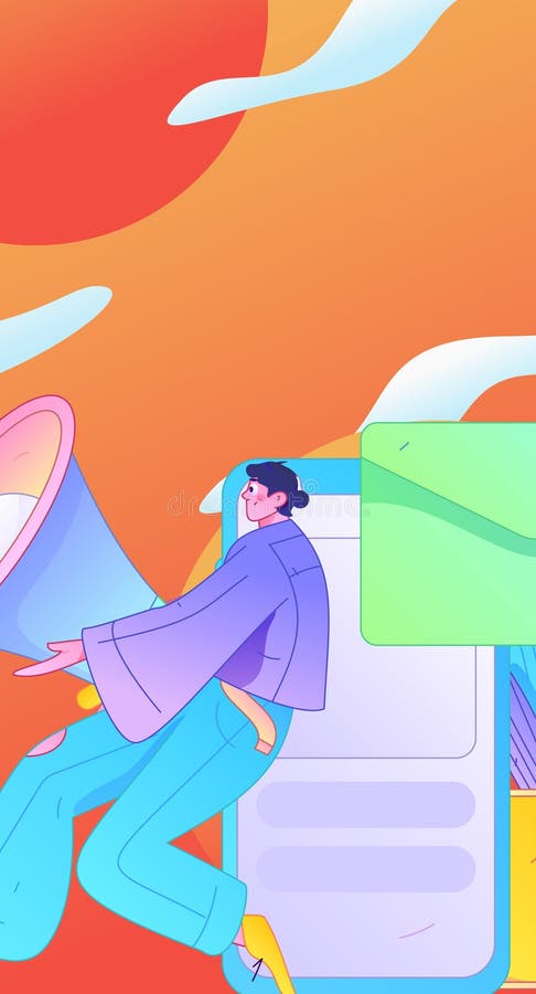 Notification Announcement Vector Creative Flat Hand Drawn Illustration Stock Vector ...