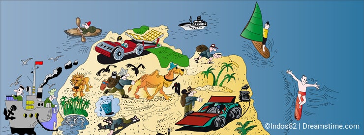 Comic tourist map - Dreamstime