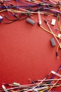 Free image of Electronics wires border on red
