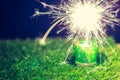 Free image of Bright fiery explosion of green fireworks