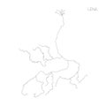 Map Of Lena River Drainage Basin. Simple Thin Outline Vector ...