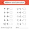 Addition and Subtraction. Number Range Up To 10. Math Worksheet for ...