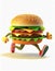 Cartoon hamburger, running stock illustration. Illustration of mustard ...