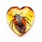 Amber in Heart Shape with Bug Inside Stock Illustration - Illustration ...