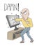 Angry computer user stock vector. Illustration of businessman - 280651114
