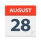 August 28 - Calendar Icon stock illustration. Illustration of 2021 ...