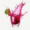 Beetroot Juice Splashing from a Transparent Water Glass on White ...