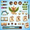 Big Set of Cartoon Style Elements for Interface Design in the Game Wild ...